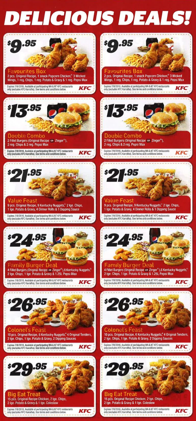 DEAL: New KFC Vouchers for WA and NT valid until 7 August 2016 | Frugal ...