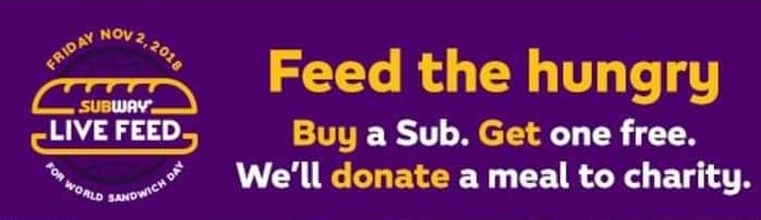 DEAL: Subway - Buy One Get One Free Subs, Salads and Wraps (2 November ...