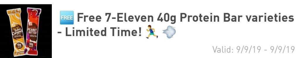 DEAL: 7-Eleven App – Free 40g Protein Bar (9 September 2019) | Frugal Feeds