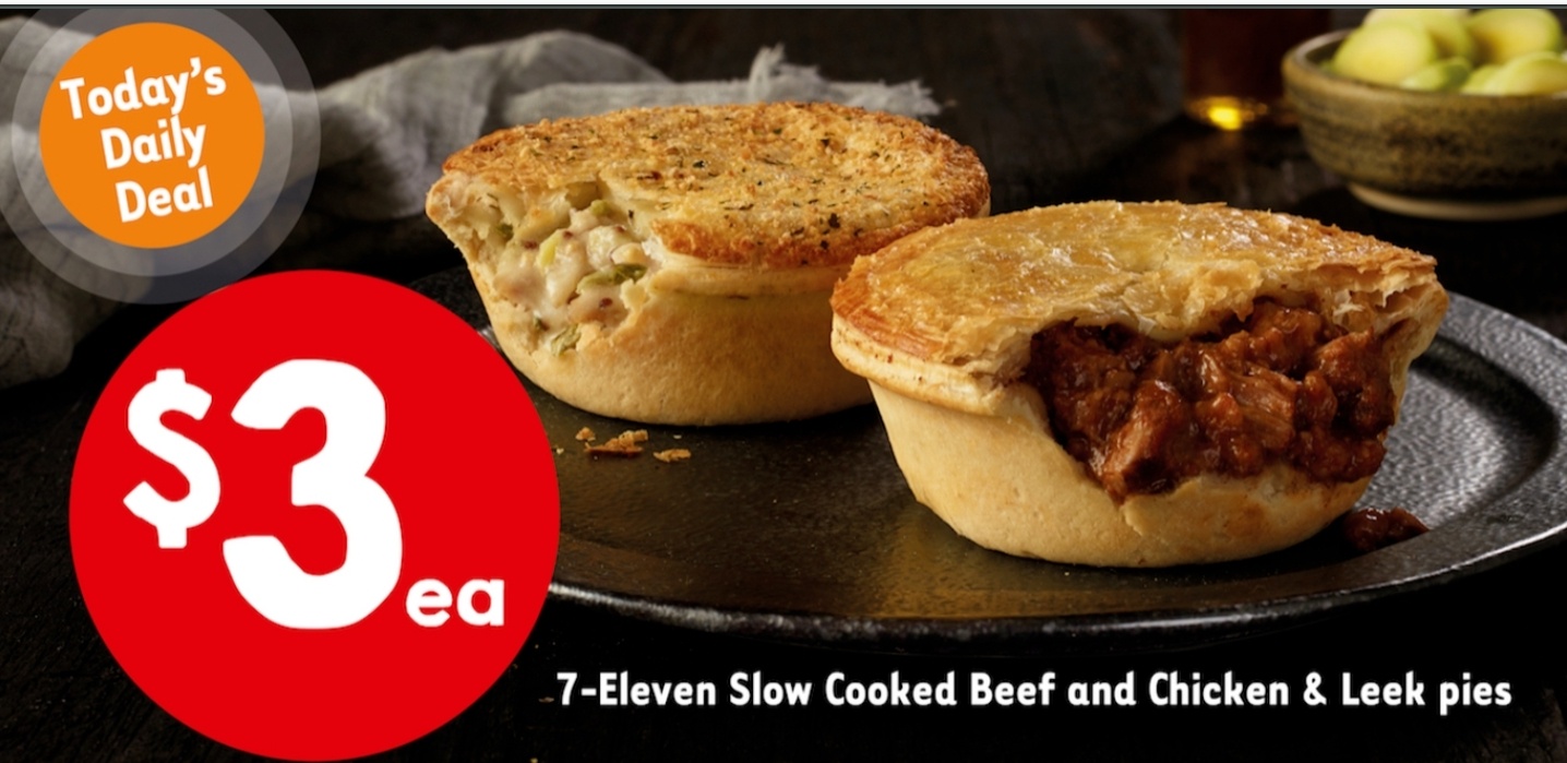 DEAL: 7-Eleven App – $3 Premium Pies (8 January 2020) | Frugal Feeds