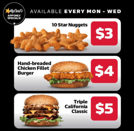 DEAL: Carl's Jr App Deals valid from 6 to 8 December 2021 | Frugal Feeds