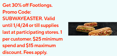 DEAL: Subway - 30% off Footlong Subs via DoorDash (until 1 April 2024 ...
