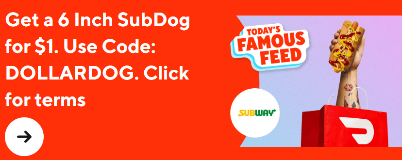 DEAL: Subway - $1 6-Inch SubDog via DoorDash (8 September 2024 ...