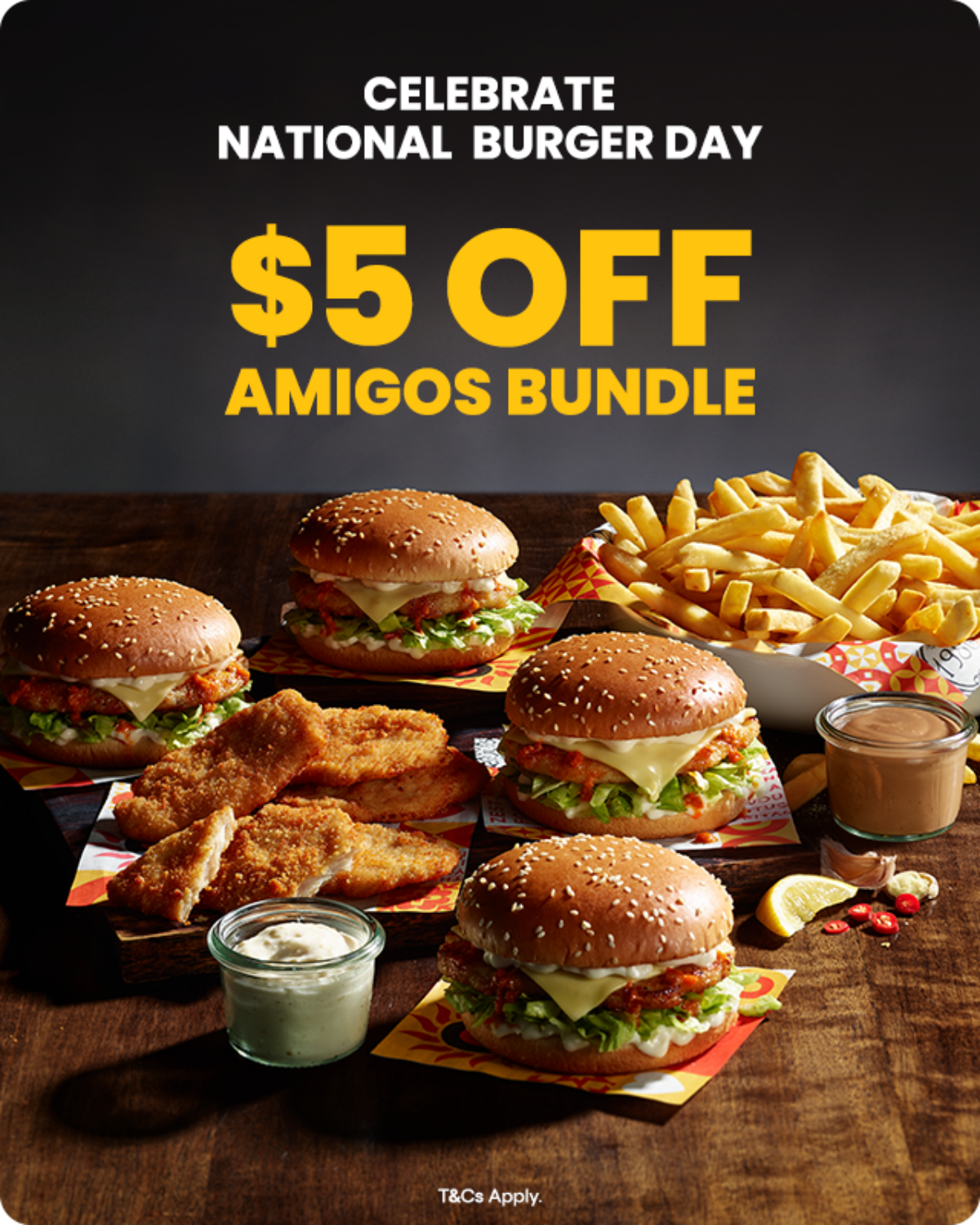 Oporto Offers $5 Off Amigos Bundle for National Burger Day | Frugal Feeds